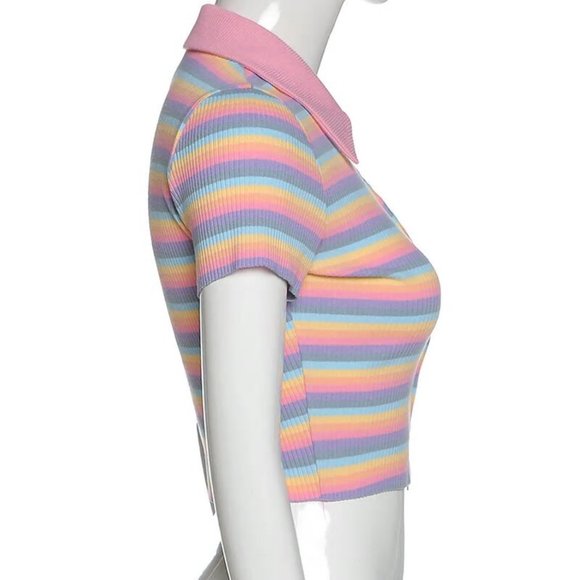 Tops | Pastel Rainbow Crop Top | Poshmark